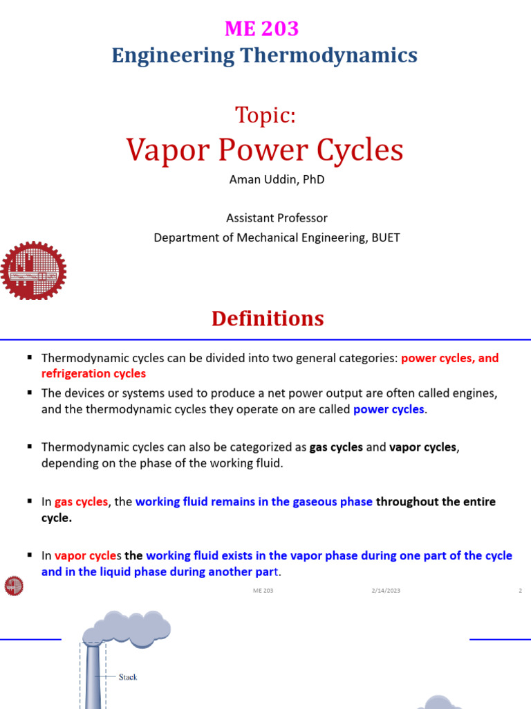 3. Vapor Power Cycles [Rankine Cycle] | PDF | Steam | Boiler