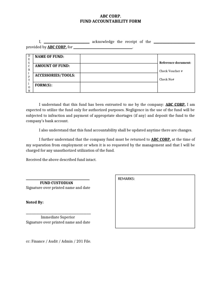ABC Corp Fund Accountability Form | PDF