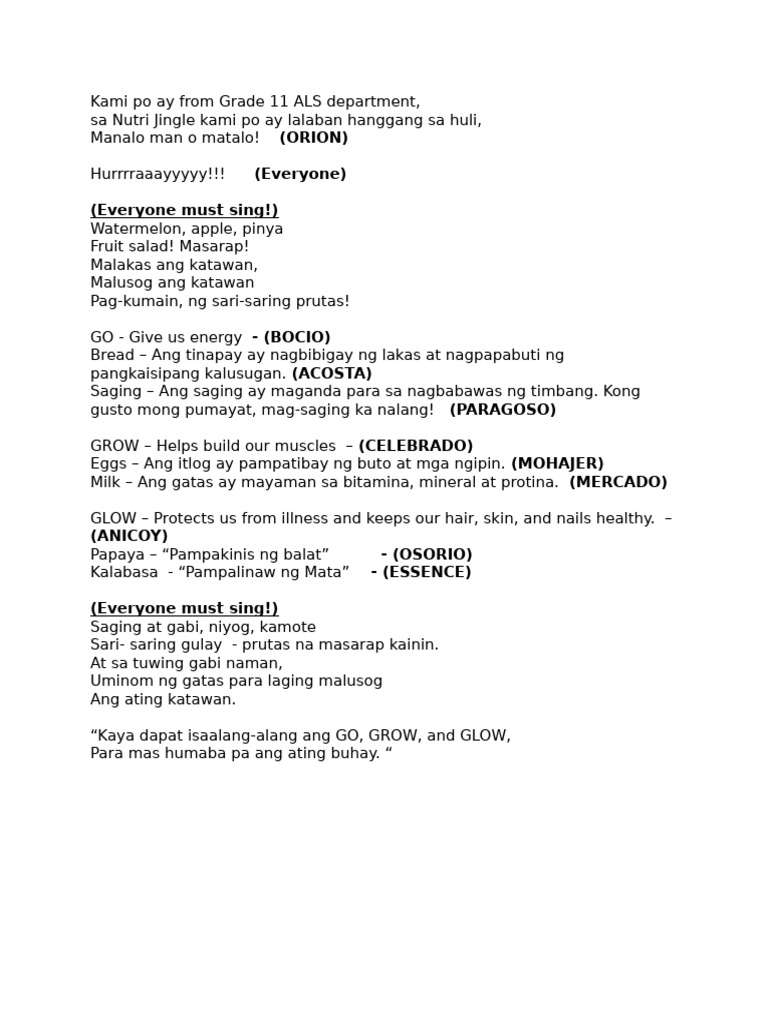 Nutri Jingle | PDF