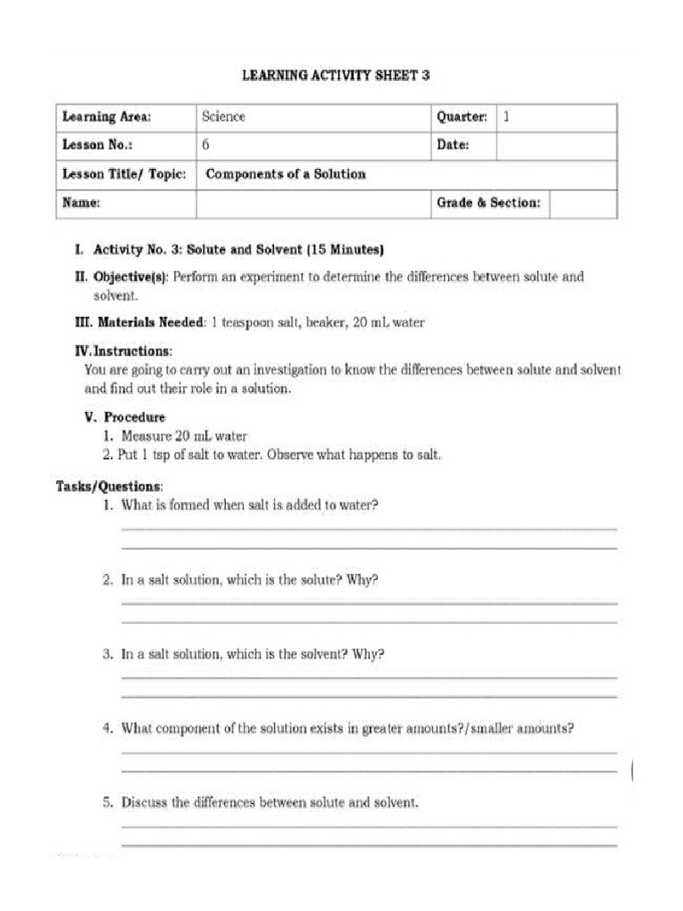 Learning Activity Sheet | PDF