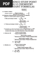 Class 12 Chemistry Formula Sheet | PDF | Mole (Unit) | Chemistry