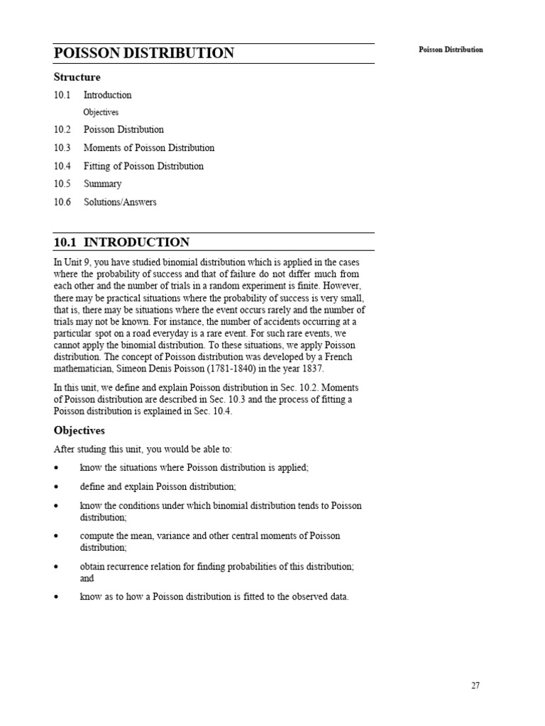 Poisson Distribution | PDF | Probability Distribution | Poisson ...