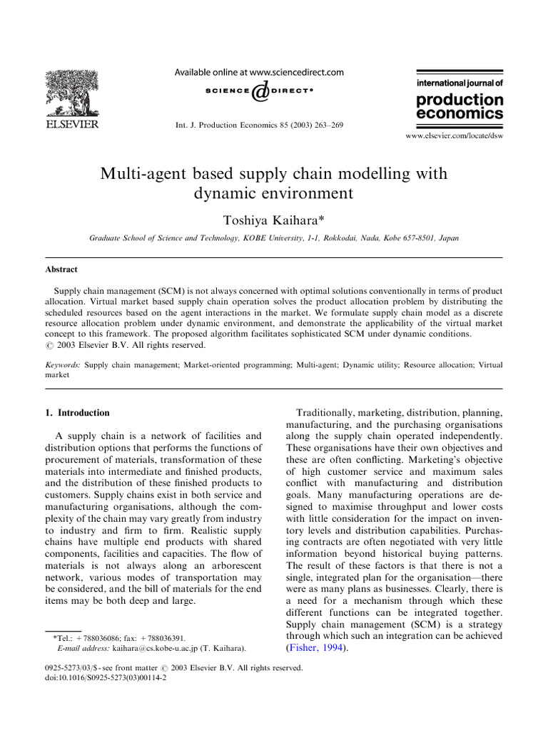Dynamic Multi-Agent Supply Chain Model | PDF | Market (Economics ...