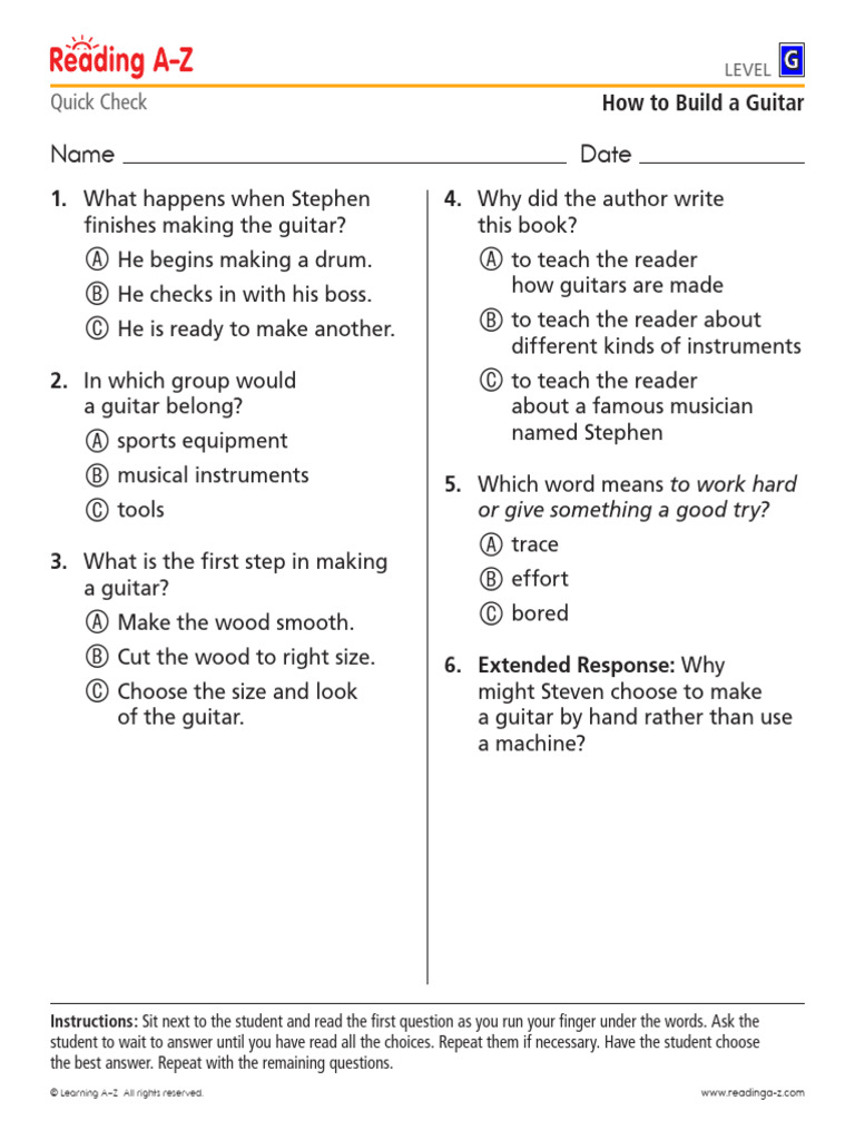 55 Raz Cqlg41 Howtobuildguitar | PDF | Reading Comprehension | Learning
