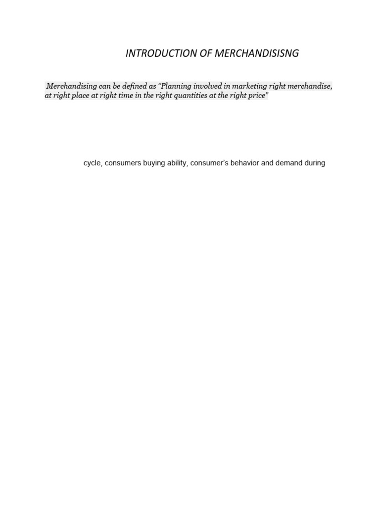 Introduction to Merchandising Basics | PDF | Merchandising | Goods