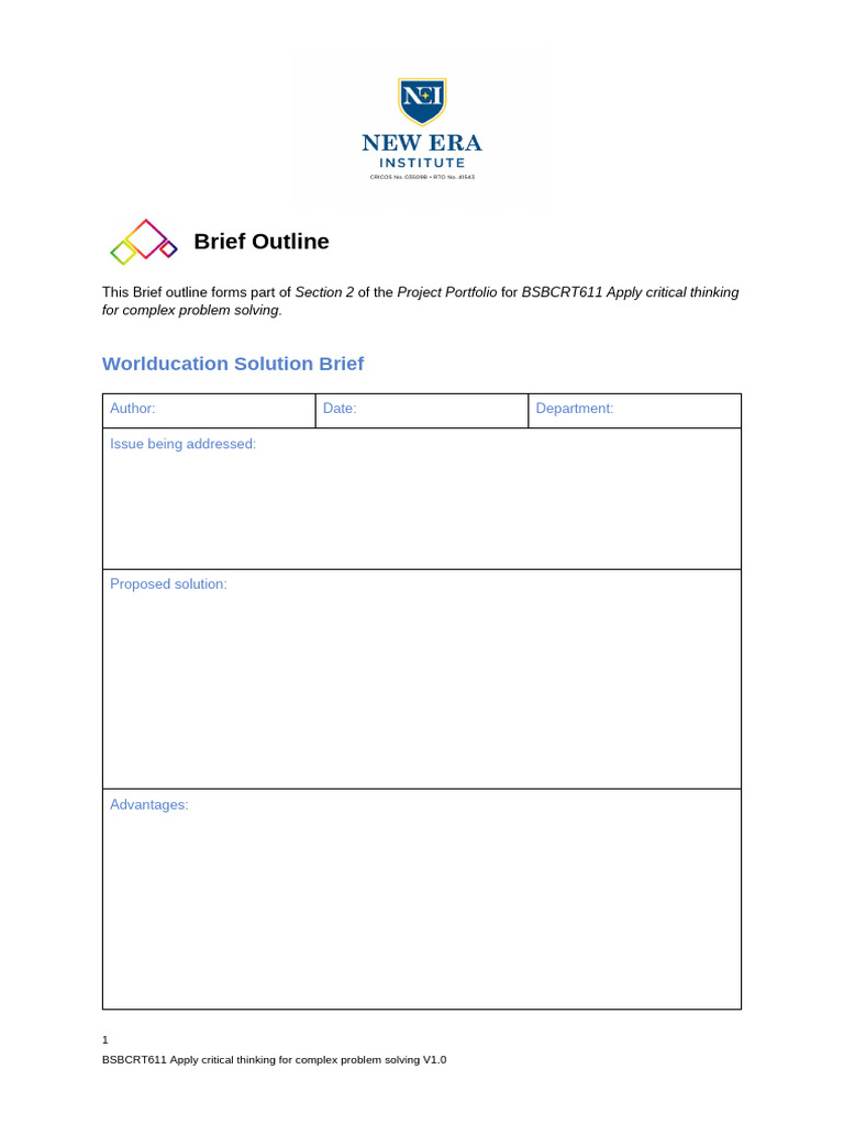 BSBCRT611 Brief Outline V1.0 | PDF