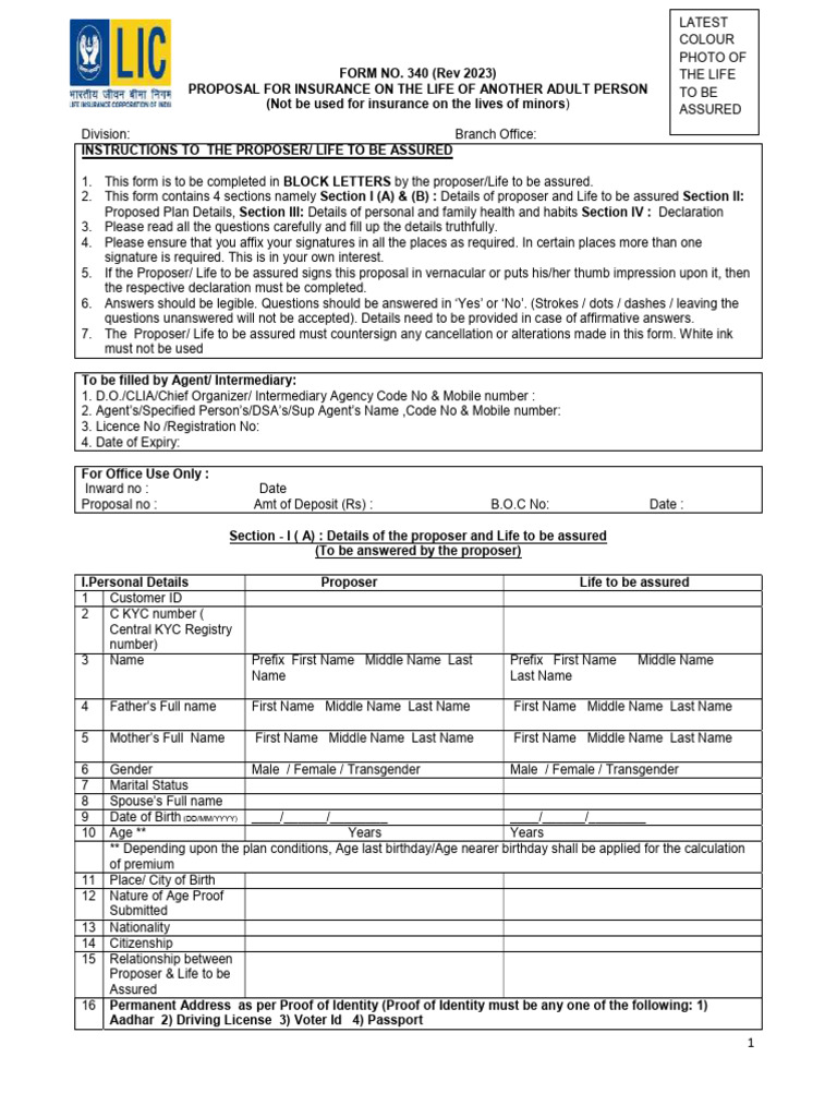 Form 340 | PDF | Insurance | Life Insurance