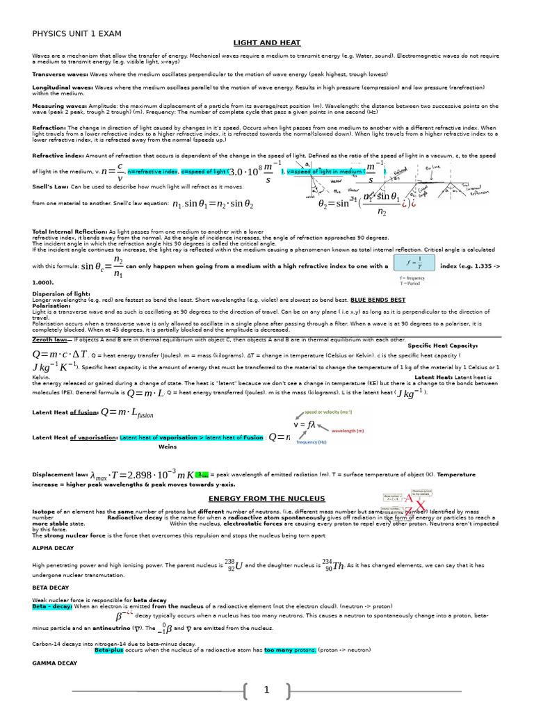 Physics Exam: Light, Heat, and Waves | PDF | Waves | Radioactive Decay