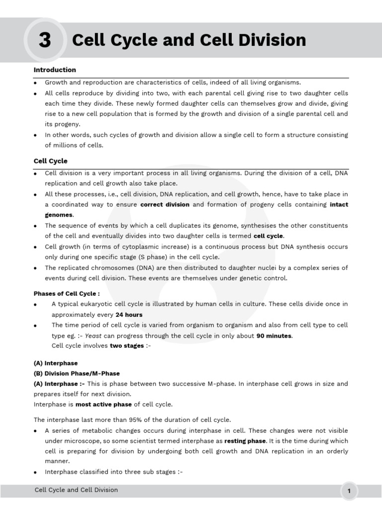 Cell Cycle and Cell Division 4.0 | PDF | Meiosis | Mitosis