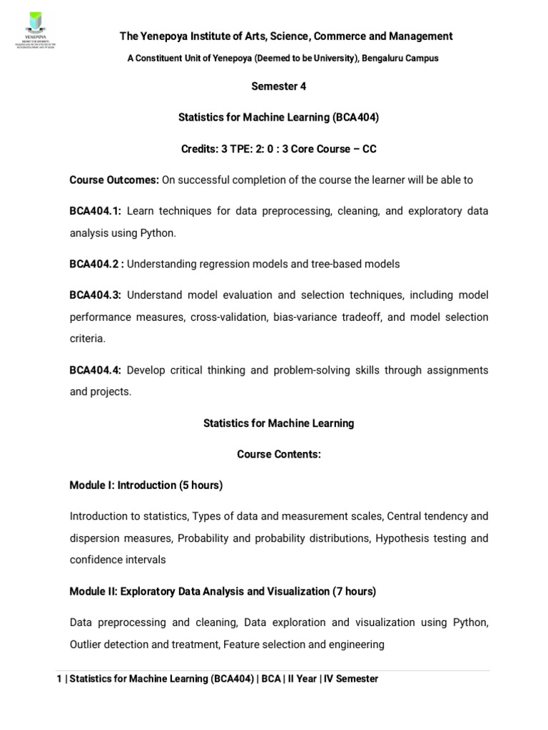 Statistics for Machine Learning Course | PDF | Probability Distribution ...