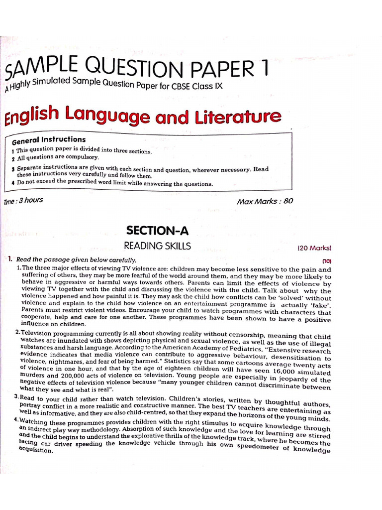 Sample Question Paper - 1 | PDF