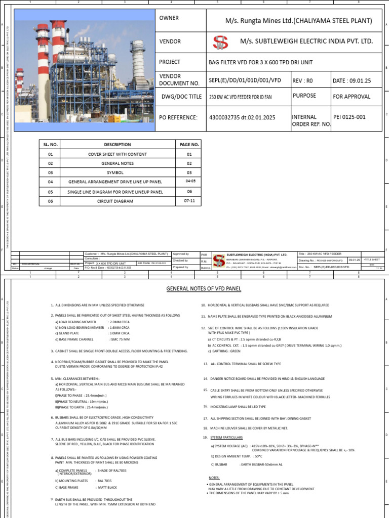 Drawing - 250 KW Ac VFD Panel - r0 | PDF | Fuse (Electrical) | Relay