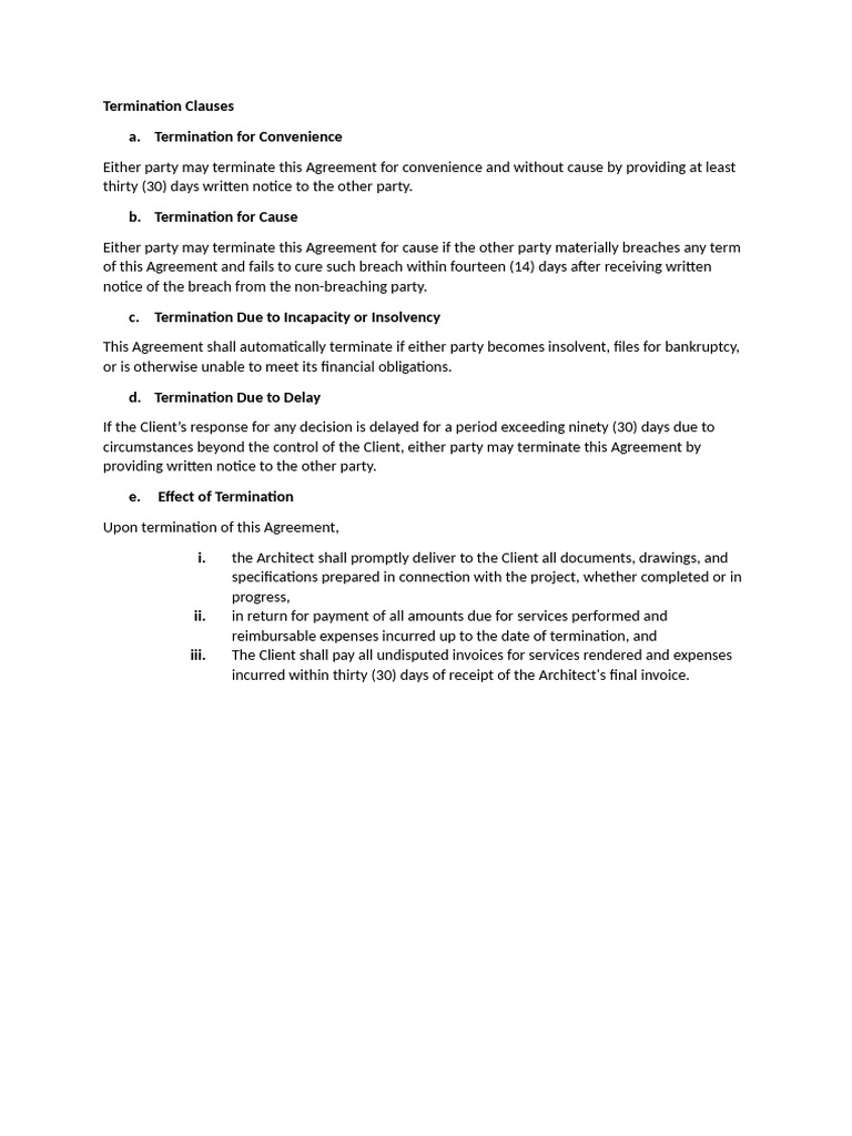 Termination Clauses Overview | PDF