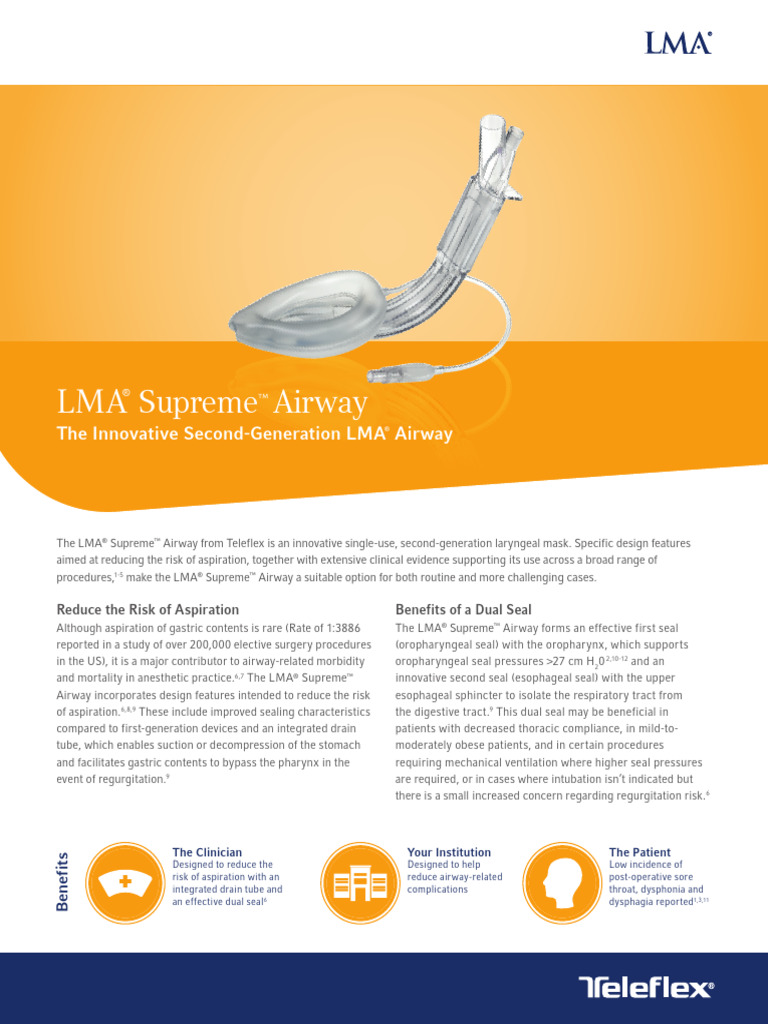 LMA Supreme Airway: Second-Gen Benefits | PDF | Esophagus | Medical ...