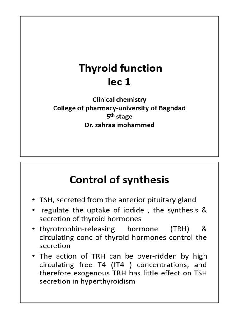 Lec1 Thyroid | PDF | Thyroid | Hypothyroidism