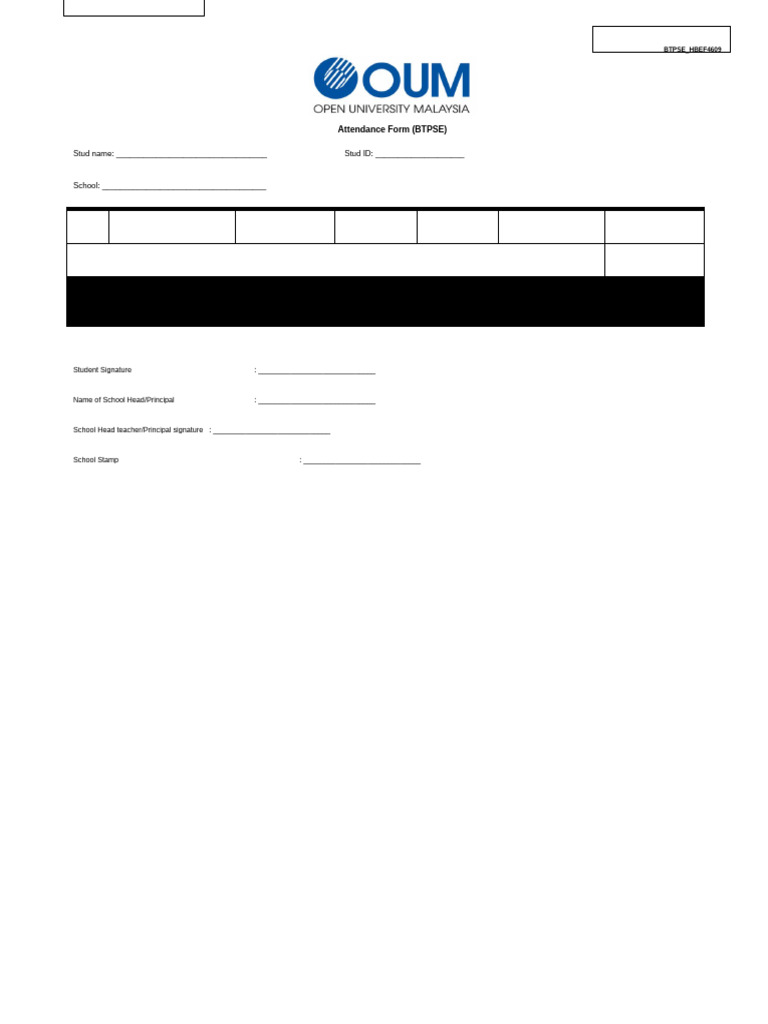 Appendix 2-Attendance Sheet - BTPSE | PDF