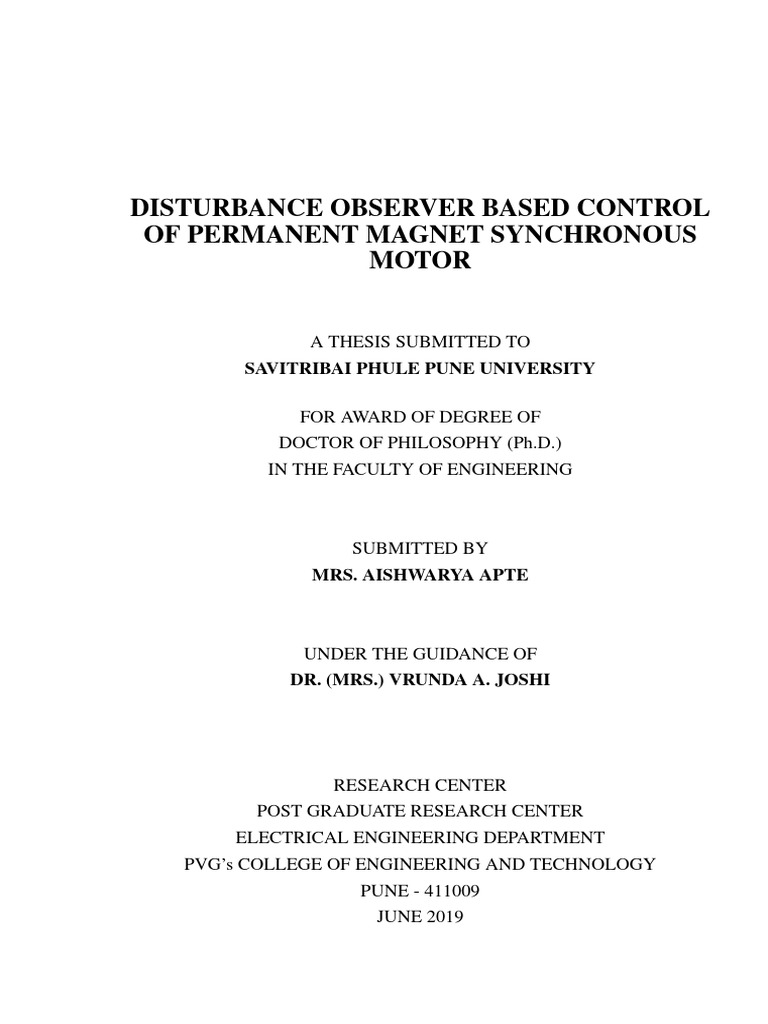Disturbance Observer Control for PMSM | PDF