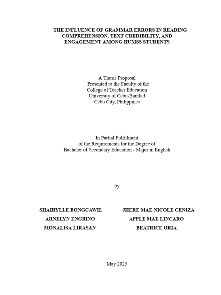 Grammar Errors and Reading Comprehension | PDF | Reading Comprehension ...