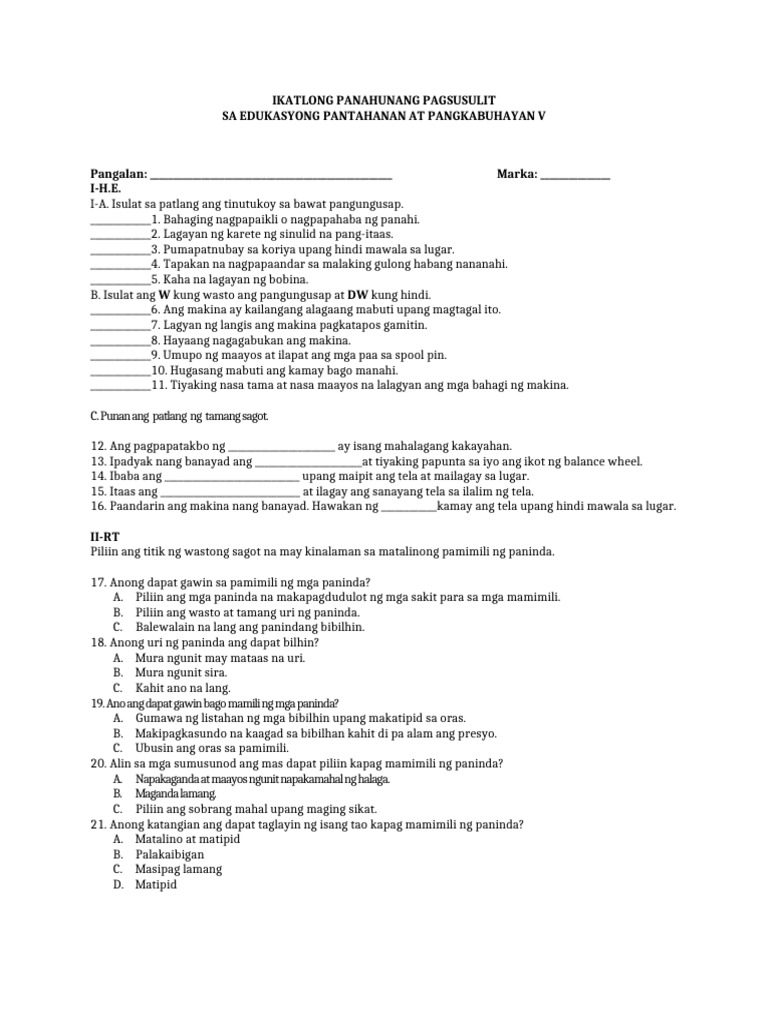PT - Epp 5 - Q3 | PDF