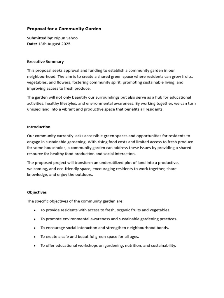 Community Garden Project Proposal | PDF | Environmental Design ...