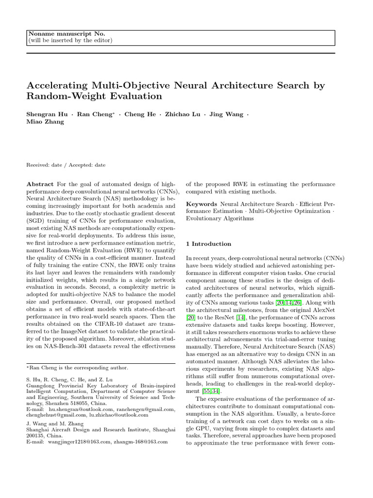 Accelerating Multi-Objective Neural Architecture S | PDF | Statistical Classification | Algorithms