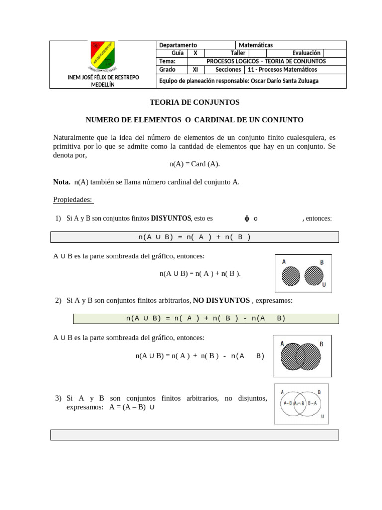 Teoría de Conjuntos en Matemáticas XI | PDF | Conjunto (Matemáticas ...
