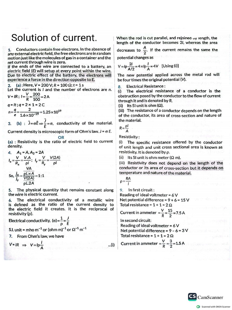 Current Electricity PYQ Solution | PDF