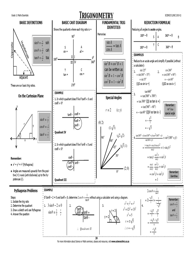 Grade 11 Trigonometry Essentials | PDF | Trigonometry | Elementary Geometry