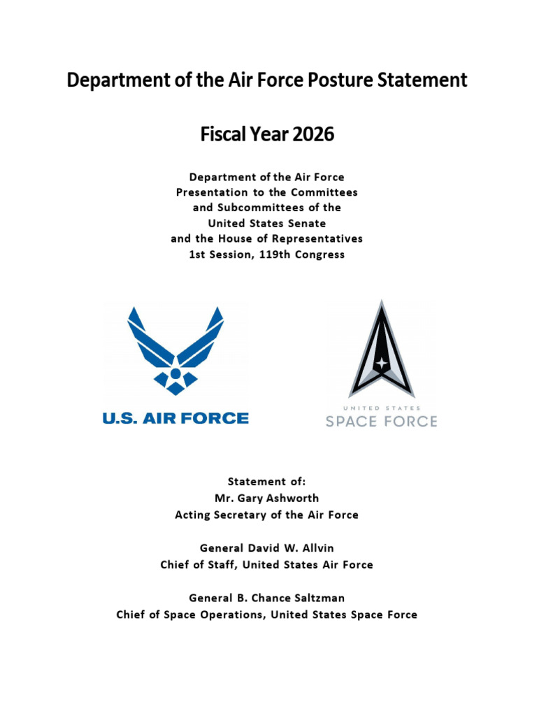 DAF Posture Statement FY26: Space Focus | PDF | United States Air Force ...