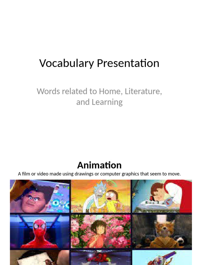Vocabulary - Presentation For Bookworms Unit | PDF