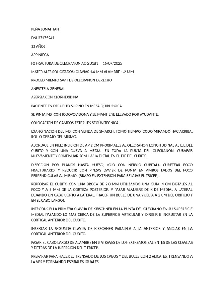 Procedimiento de Exanguinación en Olecranon | PDF