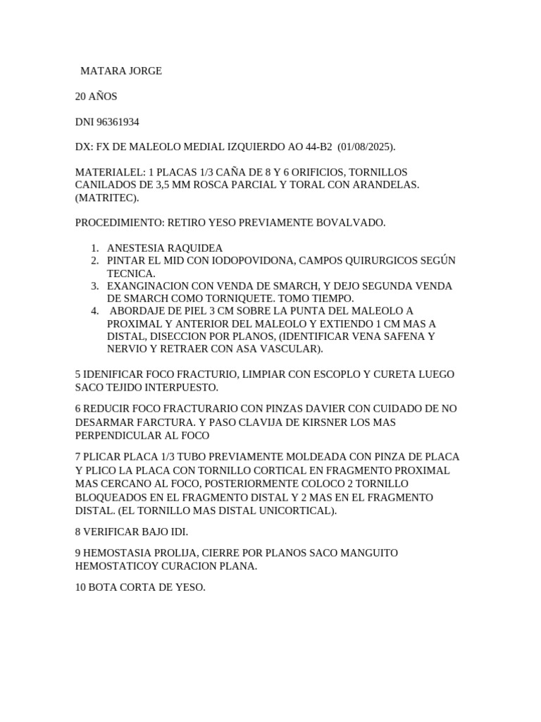 Exanguinación en cirugía de maleolo | PDF
