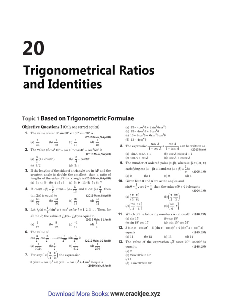Trignometry Ratios and Identities | PDF | Trigonometric Functions | Trigonometry