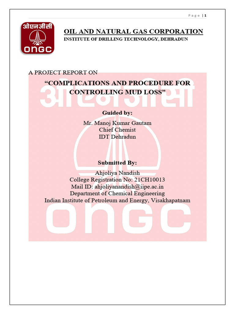 Mud Loss Control Procedures at IDT ONGC | PDF | Drilling | Filtration