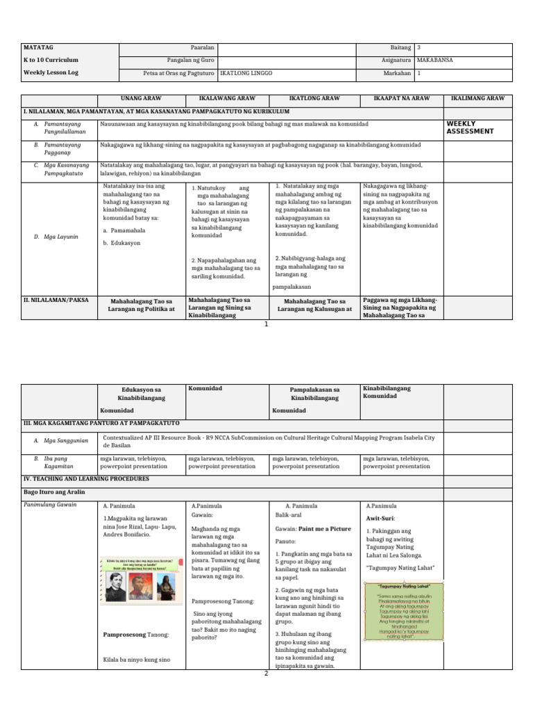DLL Makabansa 3 q1 w3 | PDF
