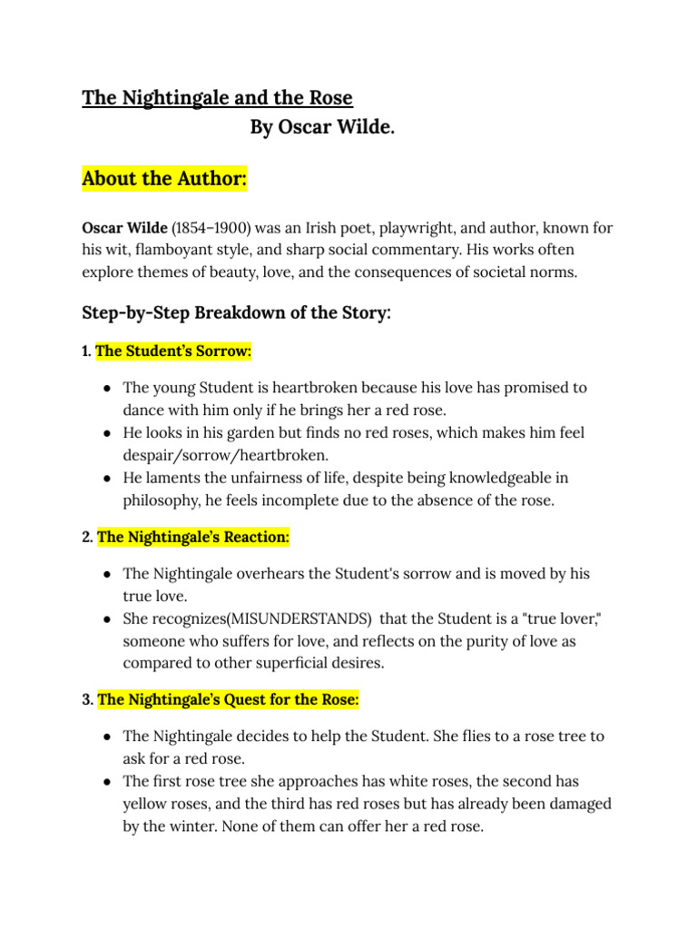 The Nightingale and The Rose | PDF | Love | Wisdom