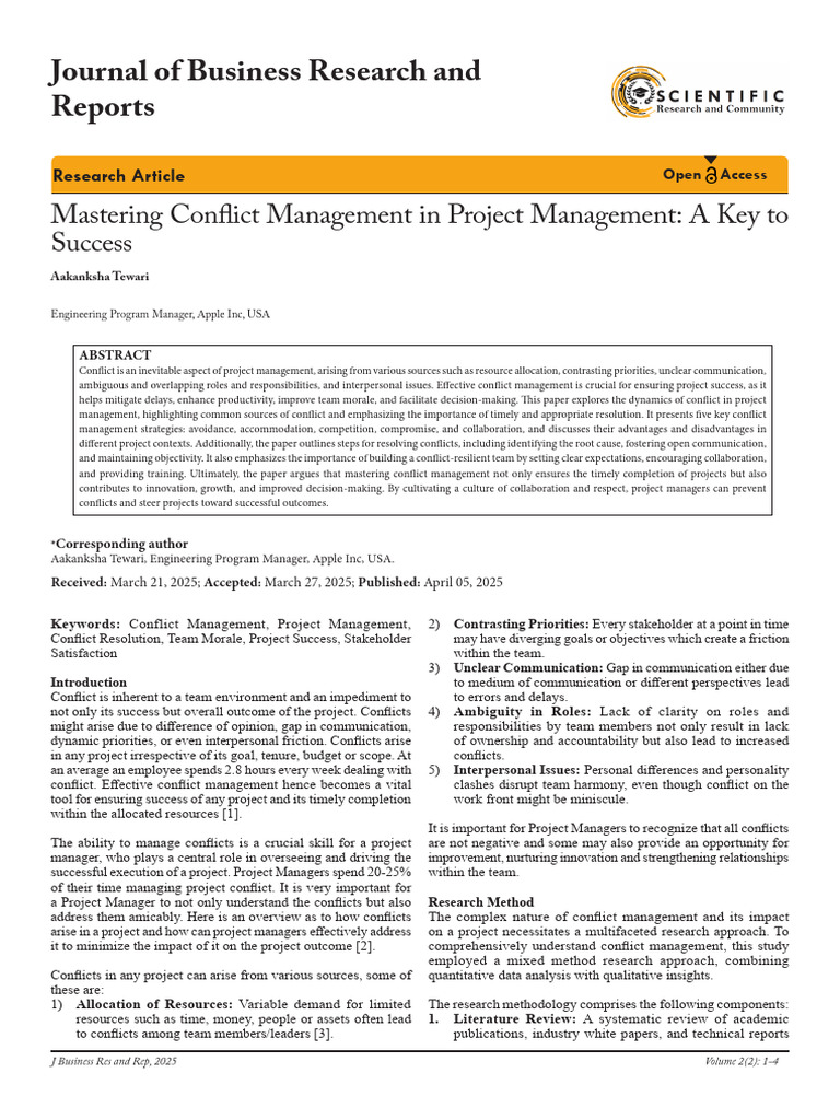 Mastering Conflict Management in Projects | PDF | Project Management ...