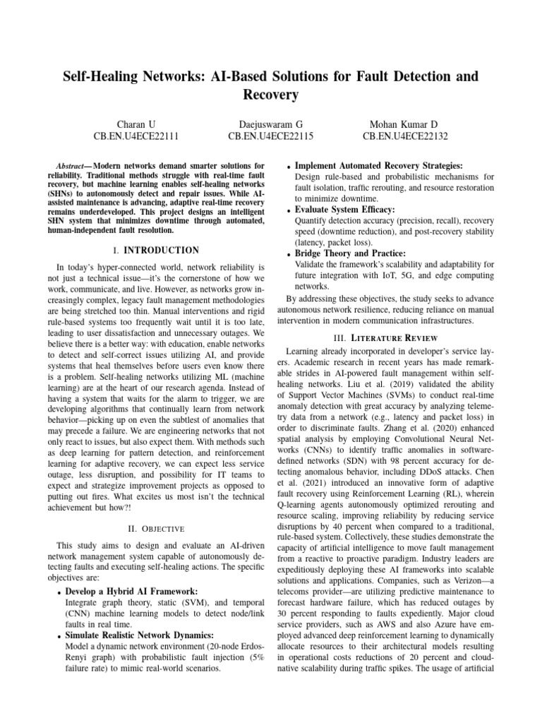 CN Report Self Healing Networks | PDF | Computer Network | Machine Learning