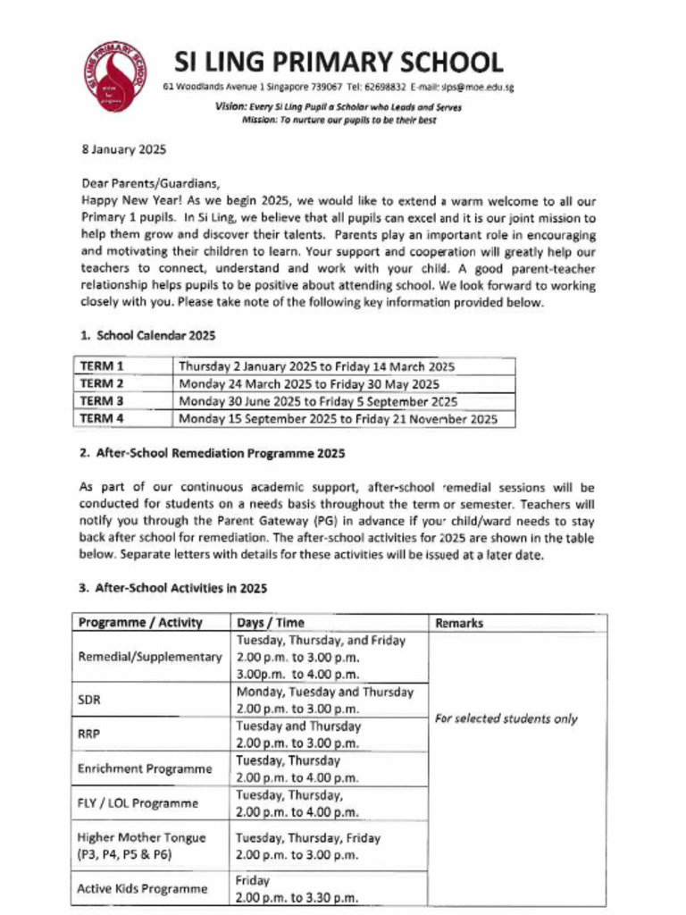 2025 COE Letter TERM 1 | PDF