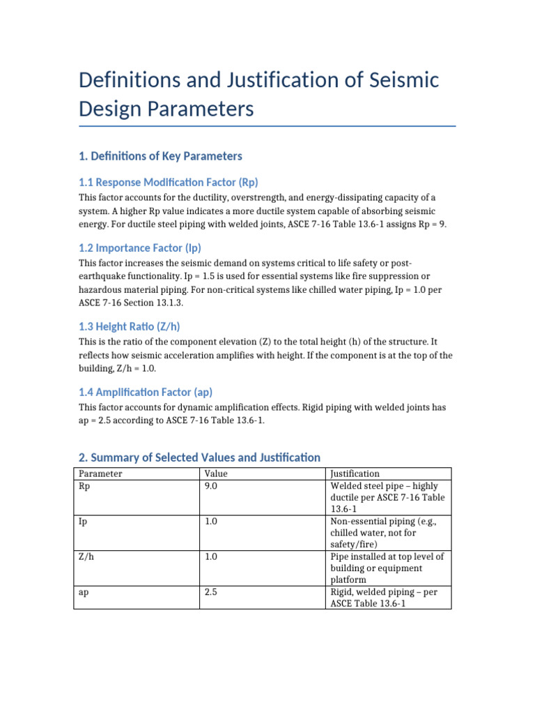 Seismic Design Parameters Explanation | PDF