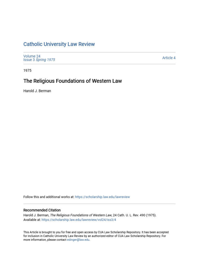 The Religious Foundations of Western Law | PDF | Pope | Catholic Church