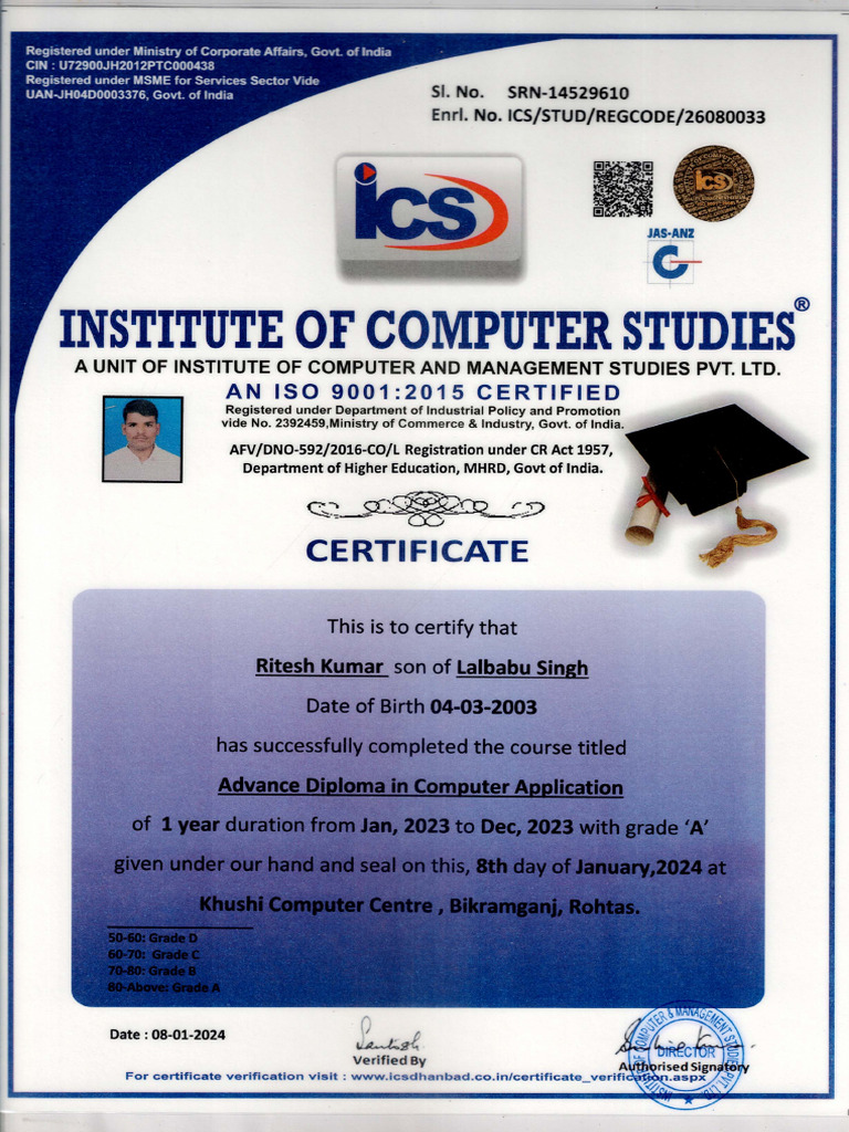 Computer Certificate | PDF