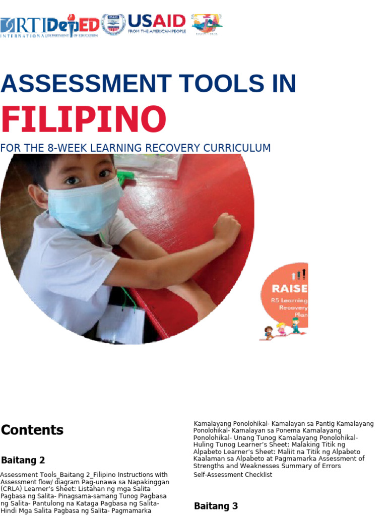 Filipino Binder R5 Assessment Tools Gr2-3-FINAL | PDF