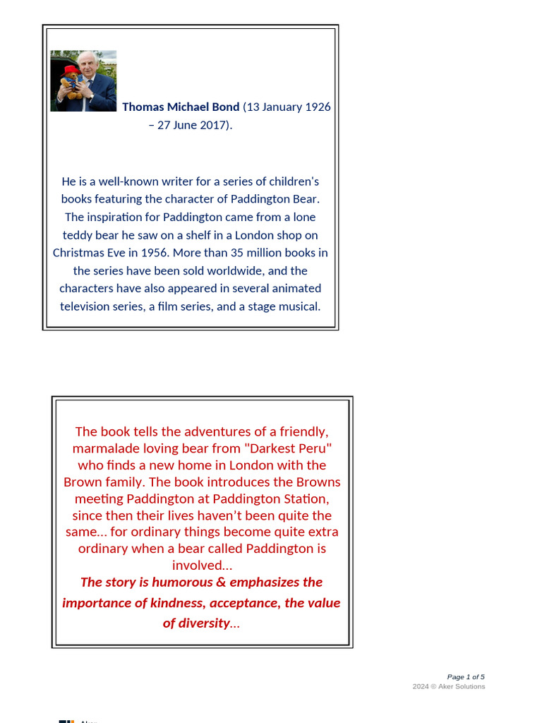 Adventures of Paddington Bear Overview | PDF