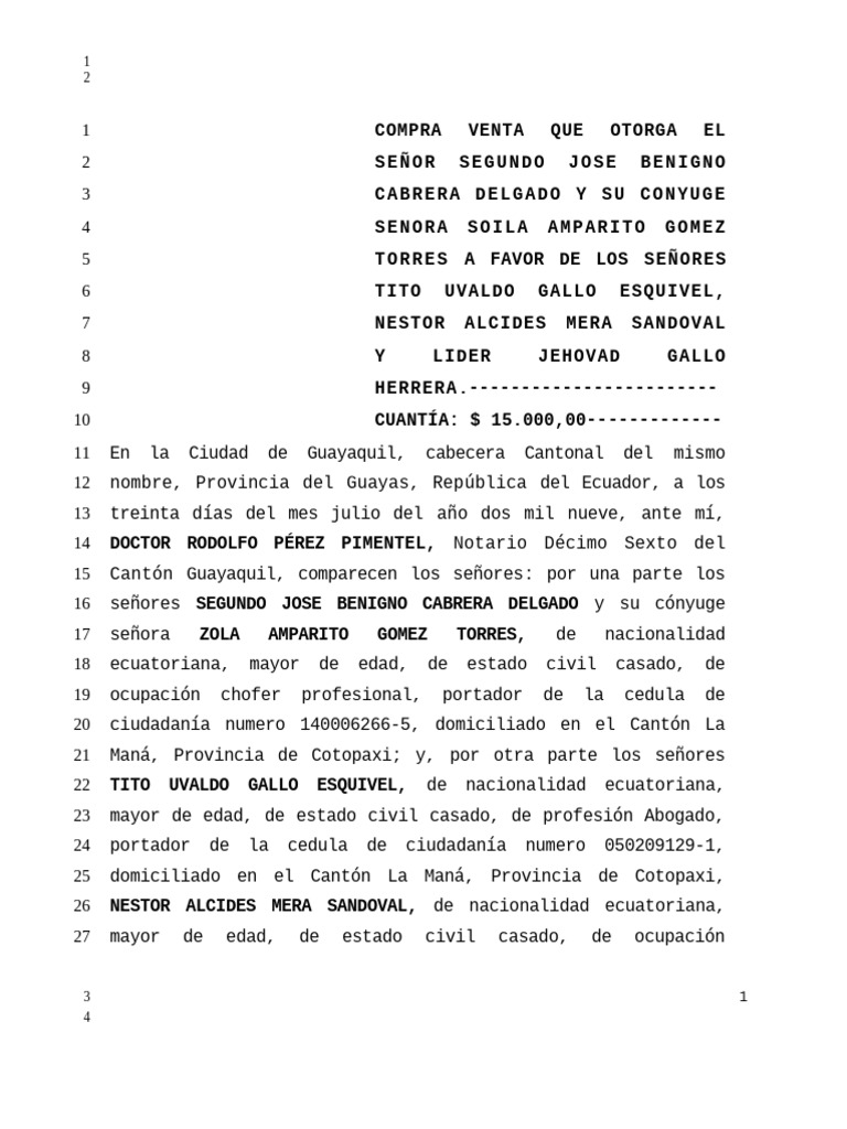 Compraventa Pepe Cabrera Formato de Notaria | PDF | Ley común