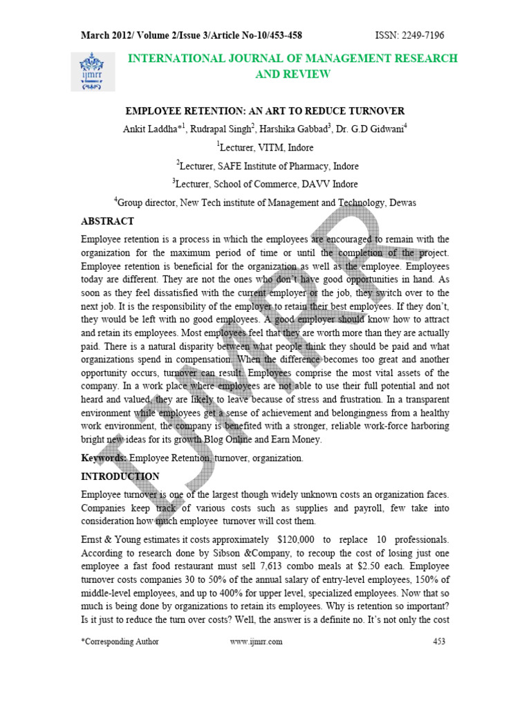 Employee Retention An Art To Reduce Turnover | PDF | Employee Retention | Employment