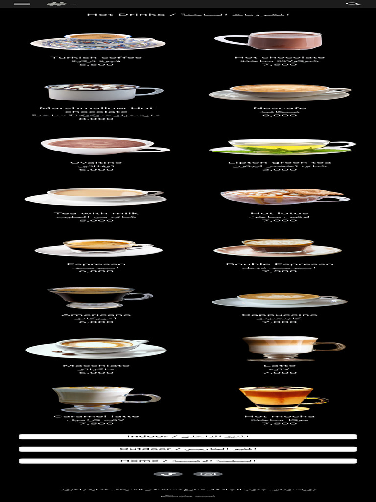 Trend Cafe Menu - Hot Drinks | PDF