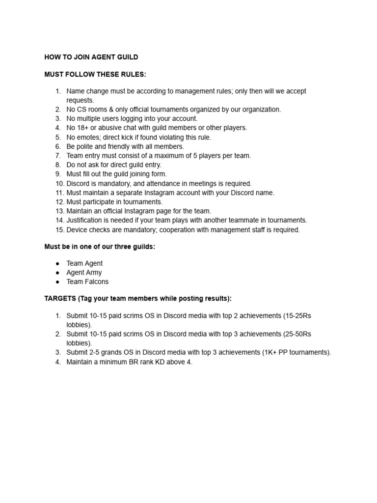 Agent Guild Membership Guidelines | PDF