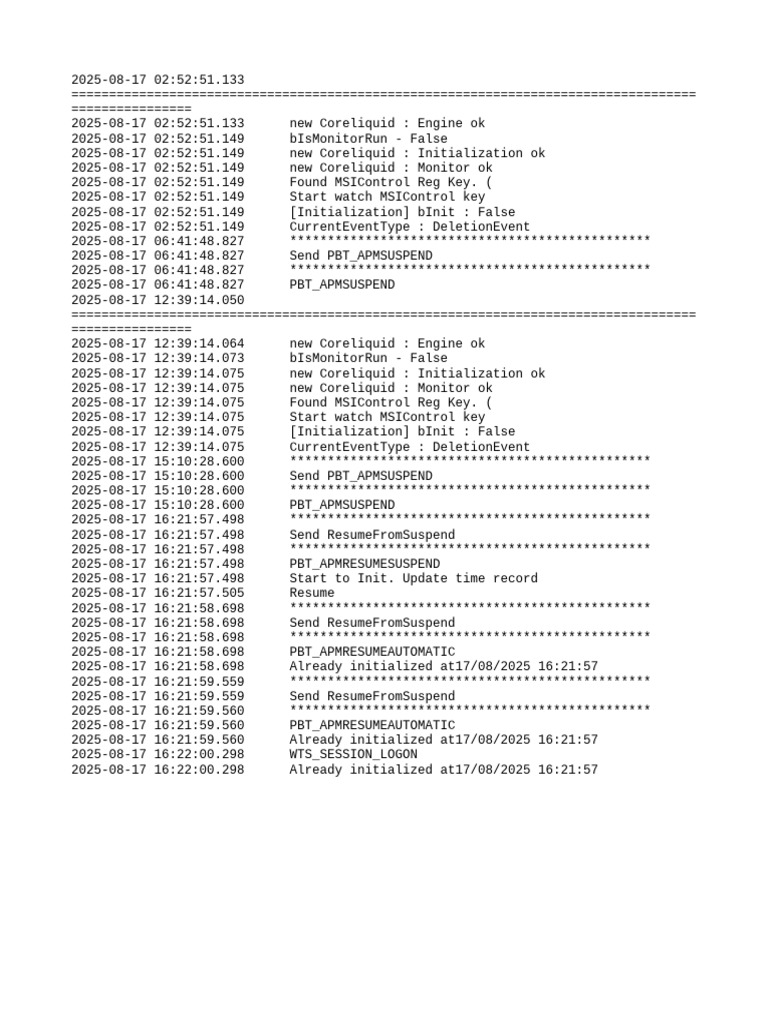 Coreliquid Engine Initialization Log | PDF