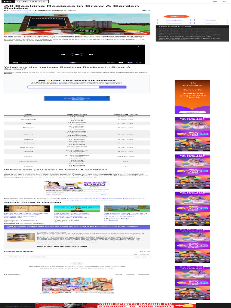 All Cooking Recipes in Grow A Garden - Roblox Pro Game Guides | PDF ...